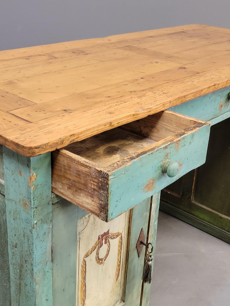 Antique circa 1900 Rustic European Desk with Old Paint and Natural Pine ...