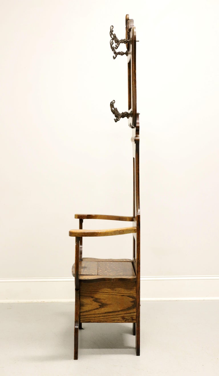 Antique Circa 1900 Victorian Period Tiger Oak Hall Tree with Chair ...