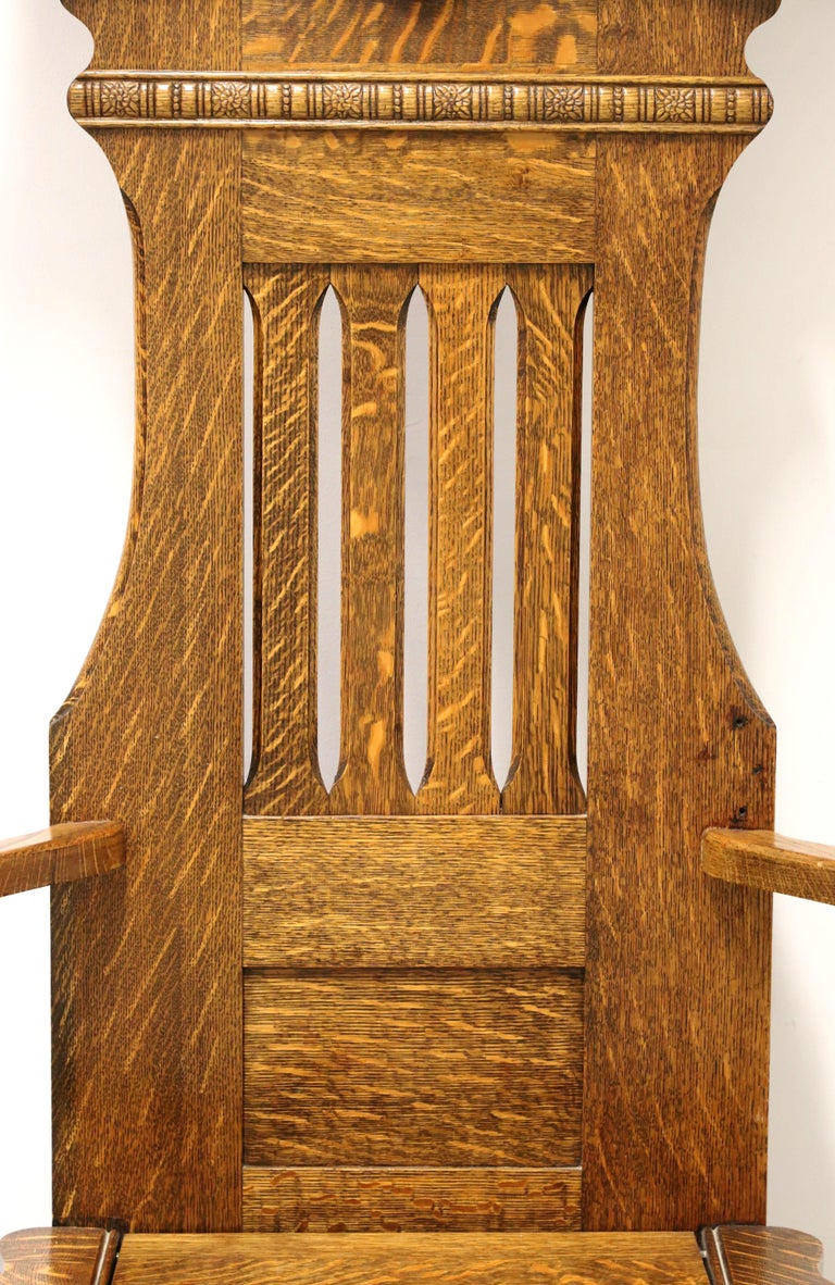 Antique Circa 1900 Victorian Period Tiger Oak Hall Tree with Chair ...