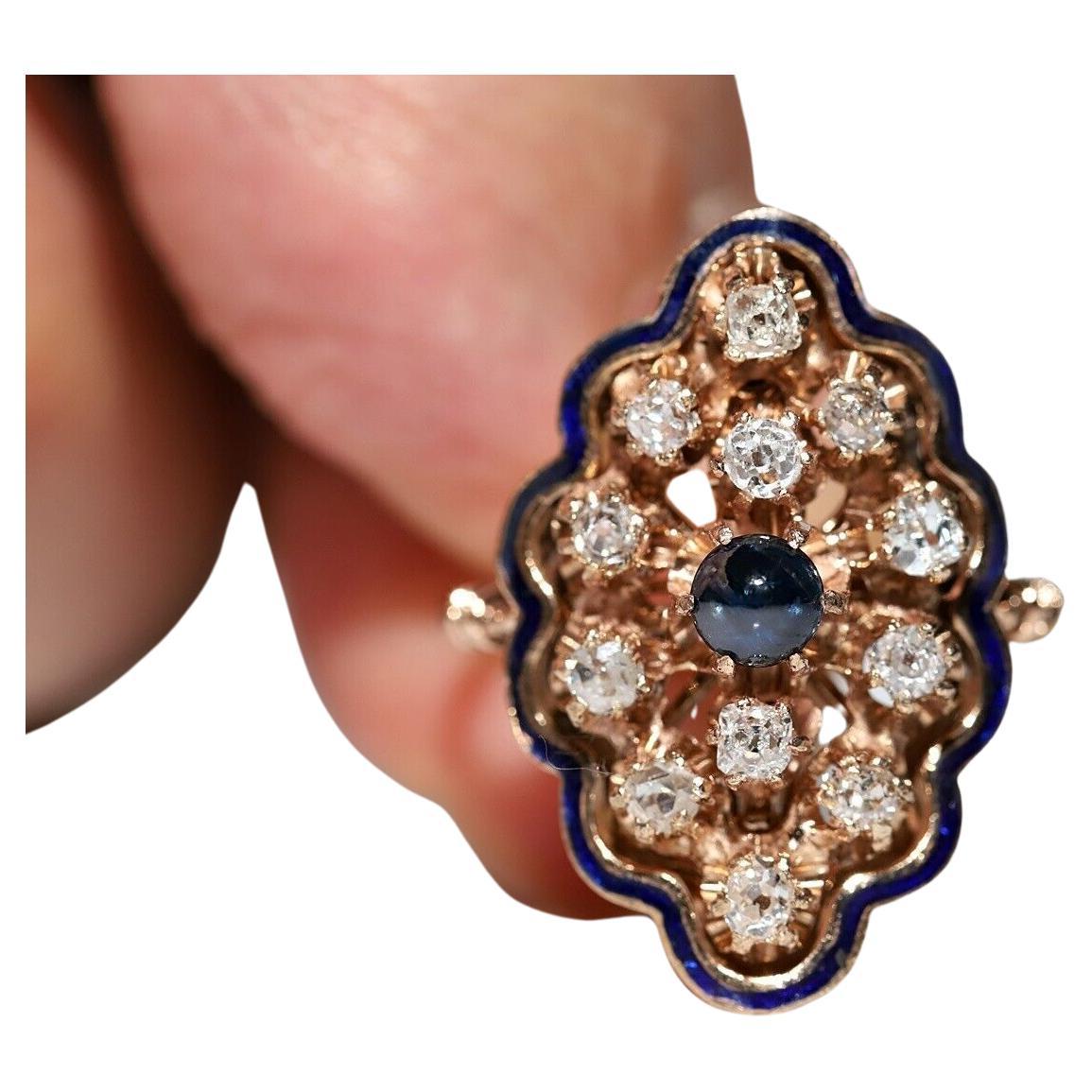 Antique Circa 1900s 12k Gold Natural Diamond And Sapphire Navette Ring ...