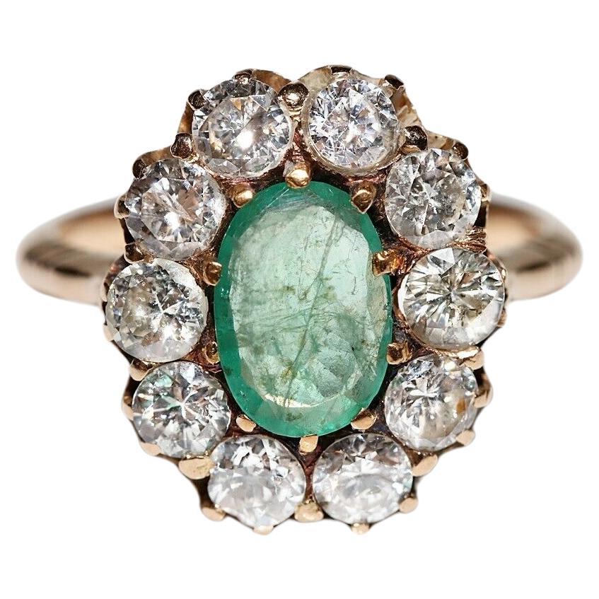 Antique Circa 1900s 18k Gold Natural Diamond And Emerald Decorated Ring ...