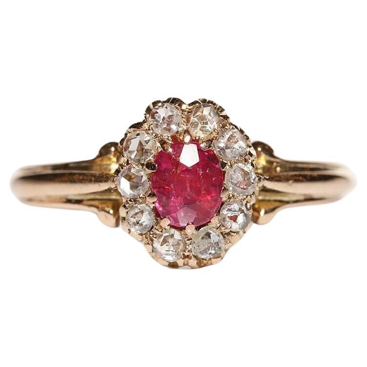 Antique Circa 1900s 8k Gold Natural Diamond Decorated Ring For Sale At