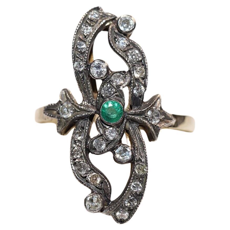 Antique Circa 1900s 14k Gold Top Silver Natural Rose Cut Diamond Ring ...