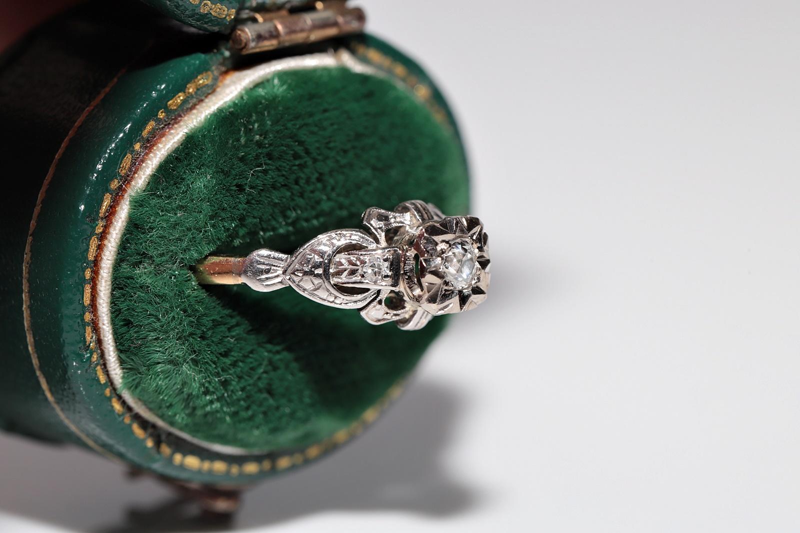 Antique Circa 1900s 18k Gold Natural Diamond Decorated Solitaire Ring ...