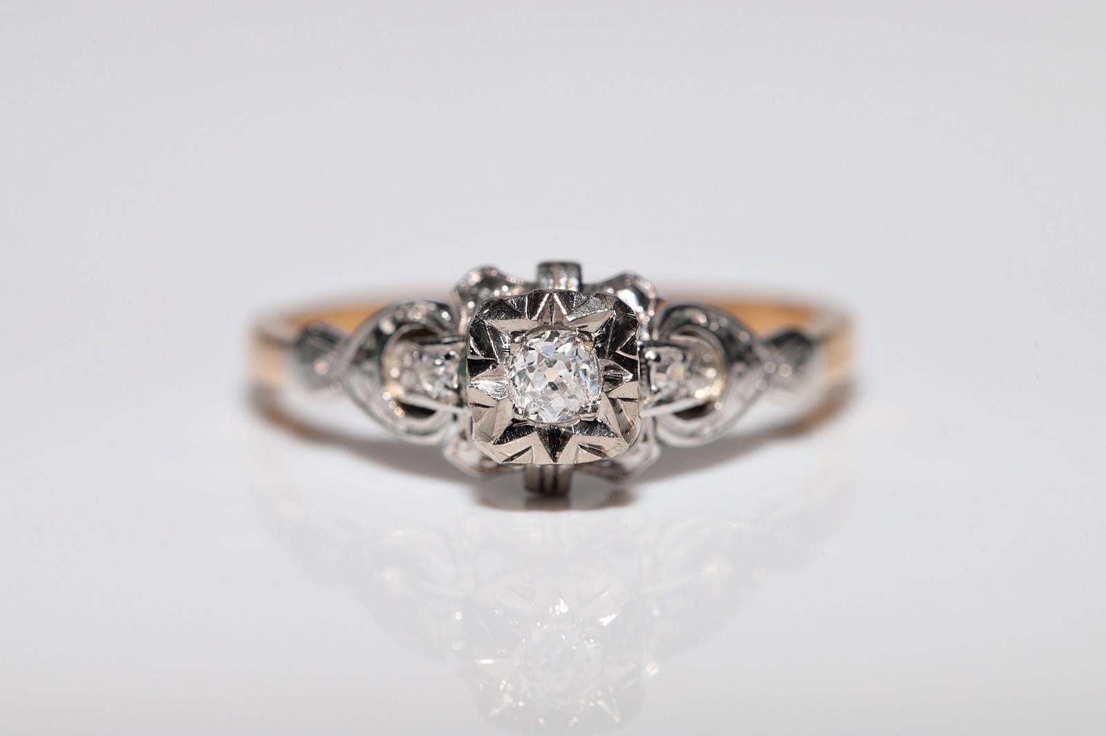 Antique Circa 1900s 18k Gold Natural Diamond Decorated Solitaire Ring ...