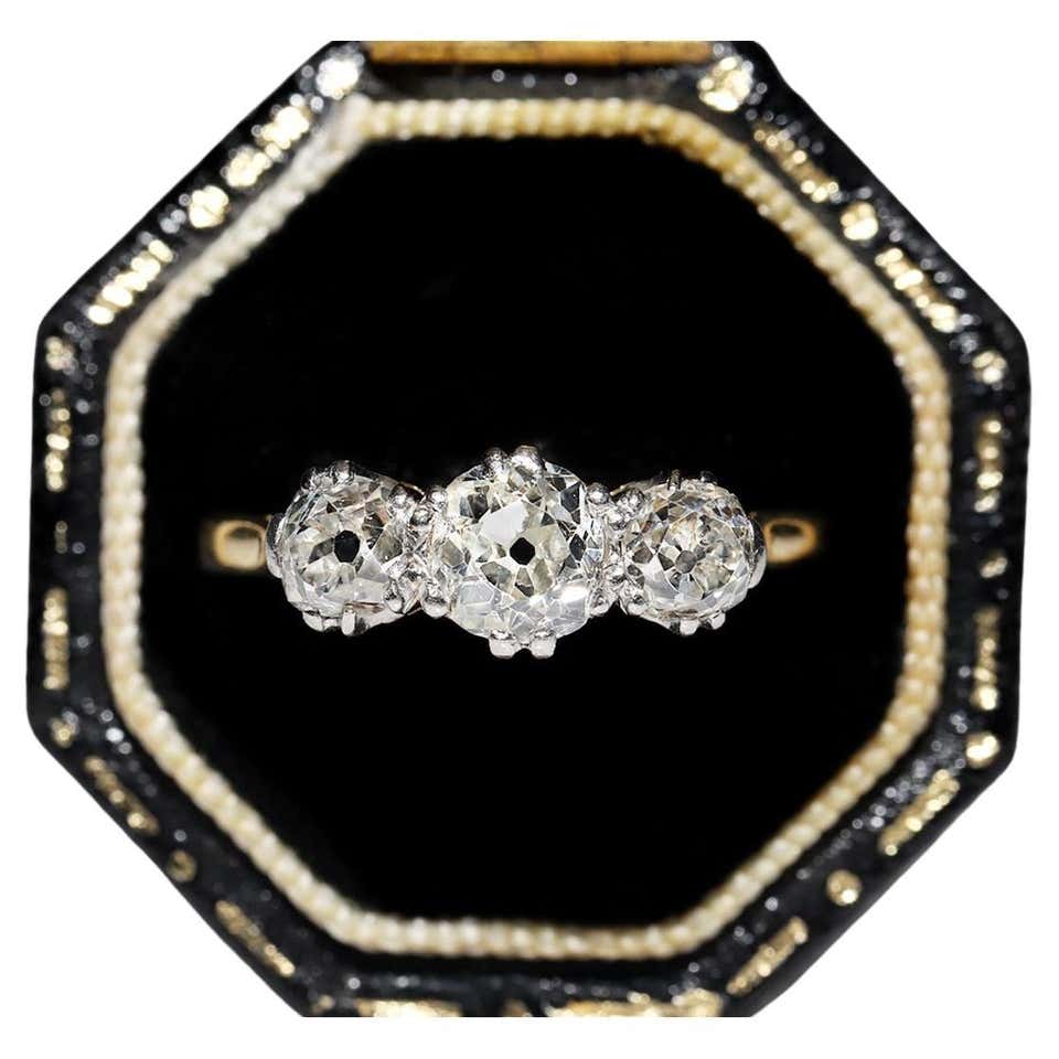 Antique Victorian Circa 1900s 18k Gold Natural Diamond Decorated Ring