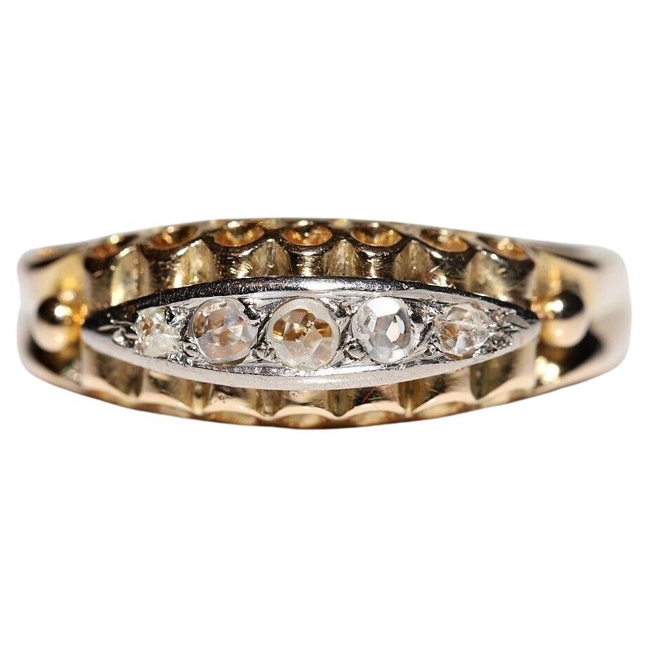 Antique Circa 1900s 18k Gold Natural Rose Cut Diamond And Enamel