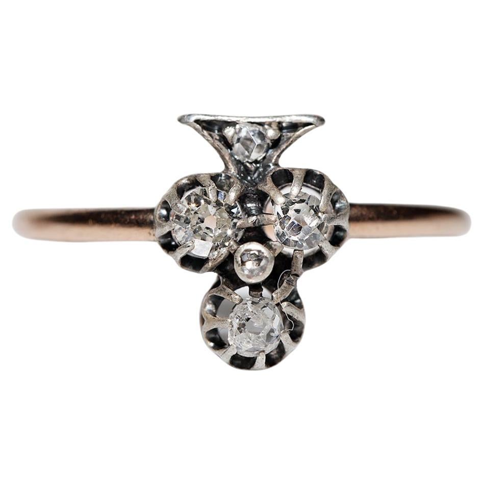 Antique Circa 1900s 18k Gold Top Silver Natural Old Cut Diamond Ring