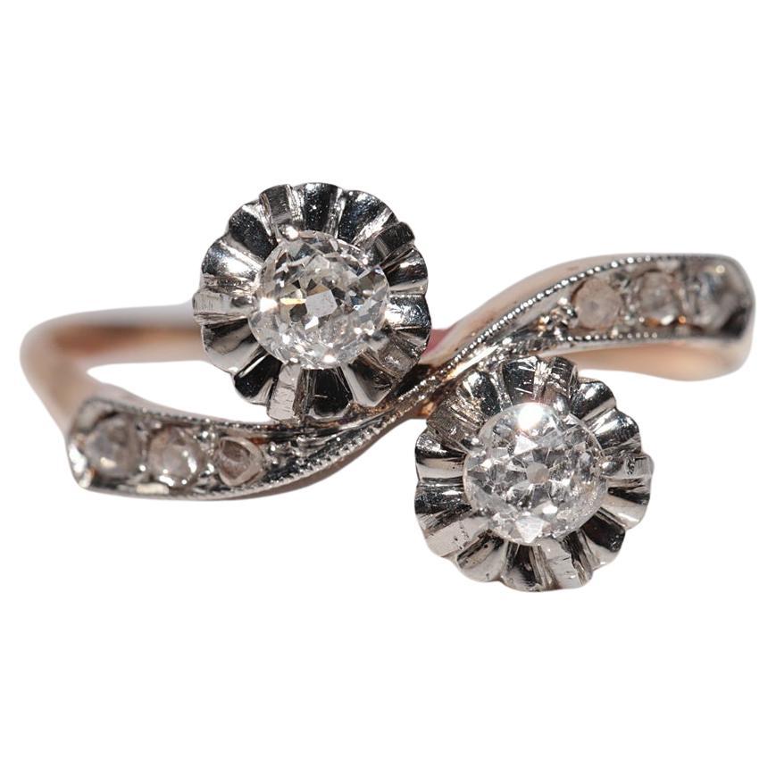 Antique Circa 1900s 18k Gold Top Silver Natural Diamond Decorated Ring ...