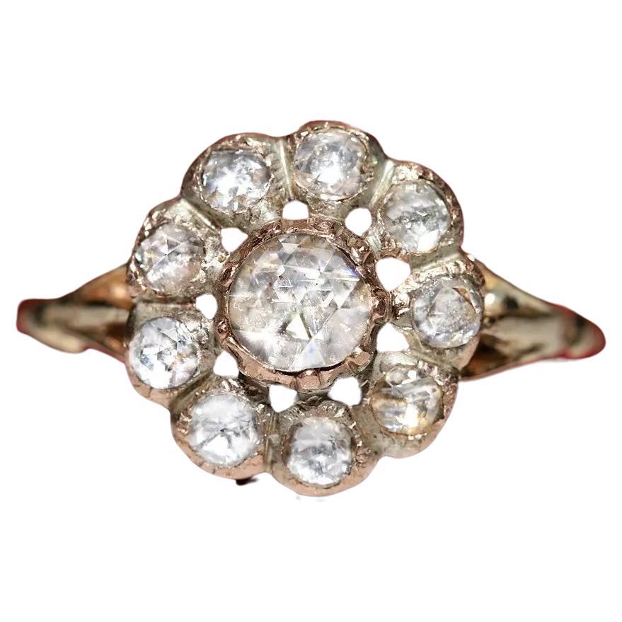 Antique Circa 1900s Handcrafted 14k Gold Natural Rose Cut Diamond ...