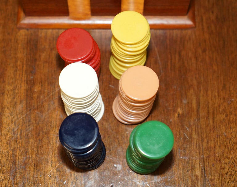 ANTIQUE CIRCA 1920 ART DECO CASION CHIP POKER SET WiTH BAKELITE HANDLE ...