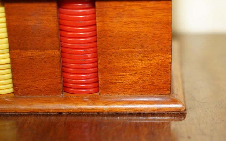 ANTIQUE CIRCA 1920 ART DECO CASION CHIP POKER SET WiTH BAKELITE HANDLE ...