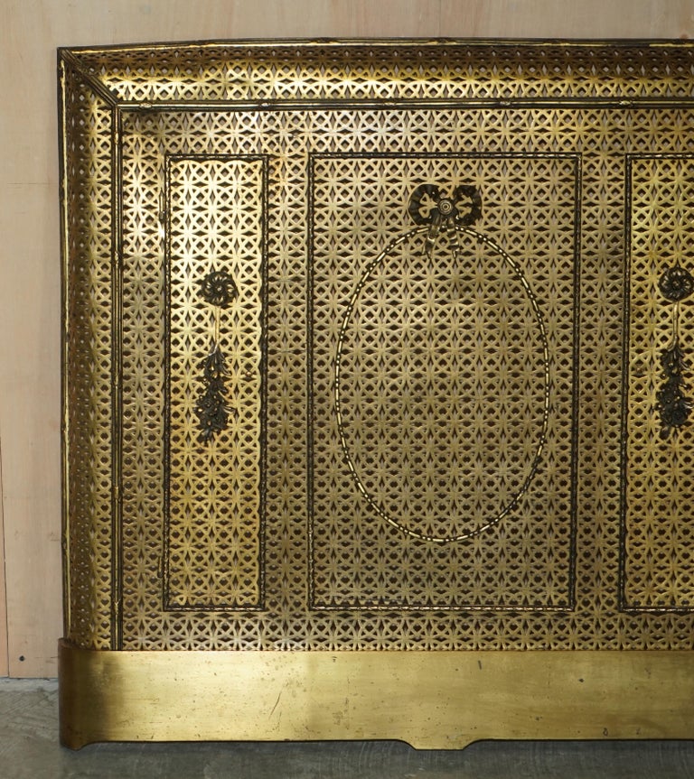 Antique circa 1920 Art Deco French Brass Pierced Sheet Radiator Cover ...