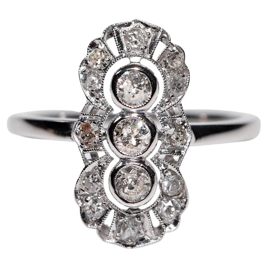 Antique Circa 1920 Art Deco Handcrafted 14k Gold Natural Diamond ...