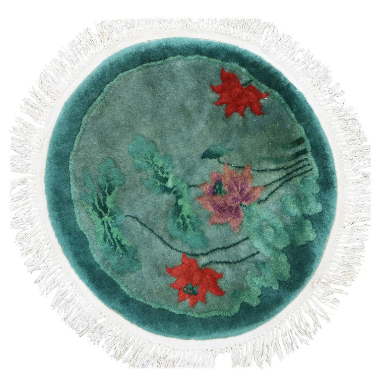Antique Circular Art Deco Chinese Rug, c-1920's 2'3" Dimeter Round at ...