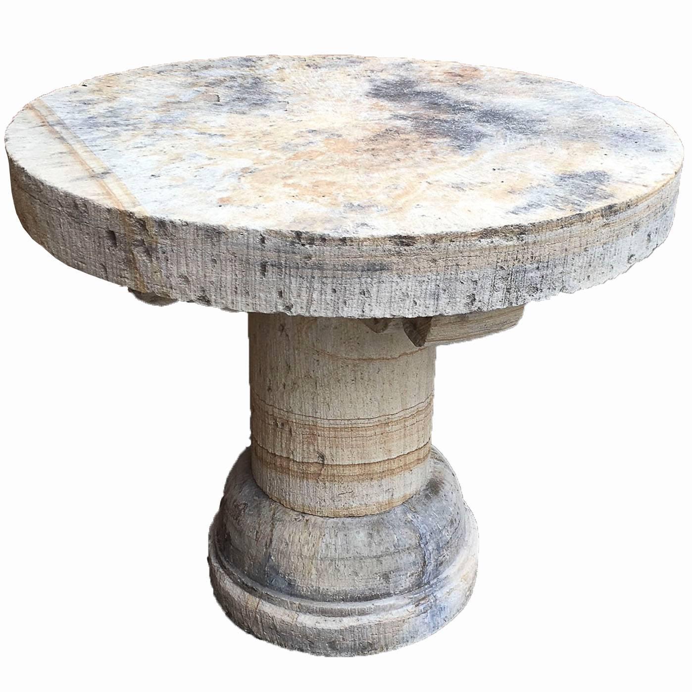Antique Circular Indonesian Limestone Table, circa 1960 at 1stDibs