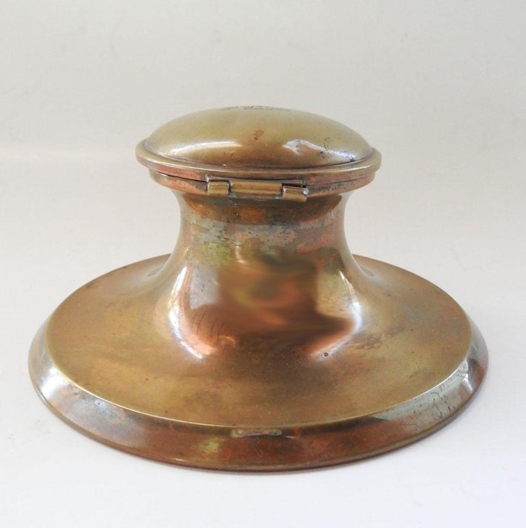 Antique Classic Brass Ink Well For Sale at 1stDibs