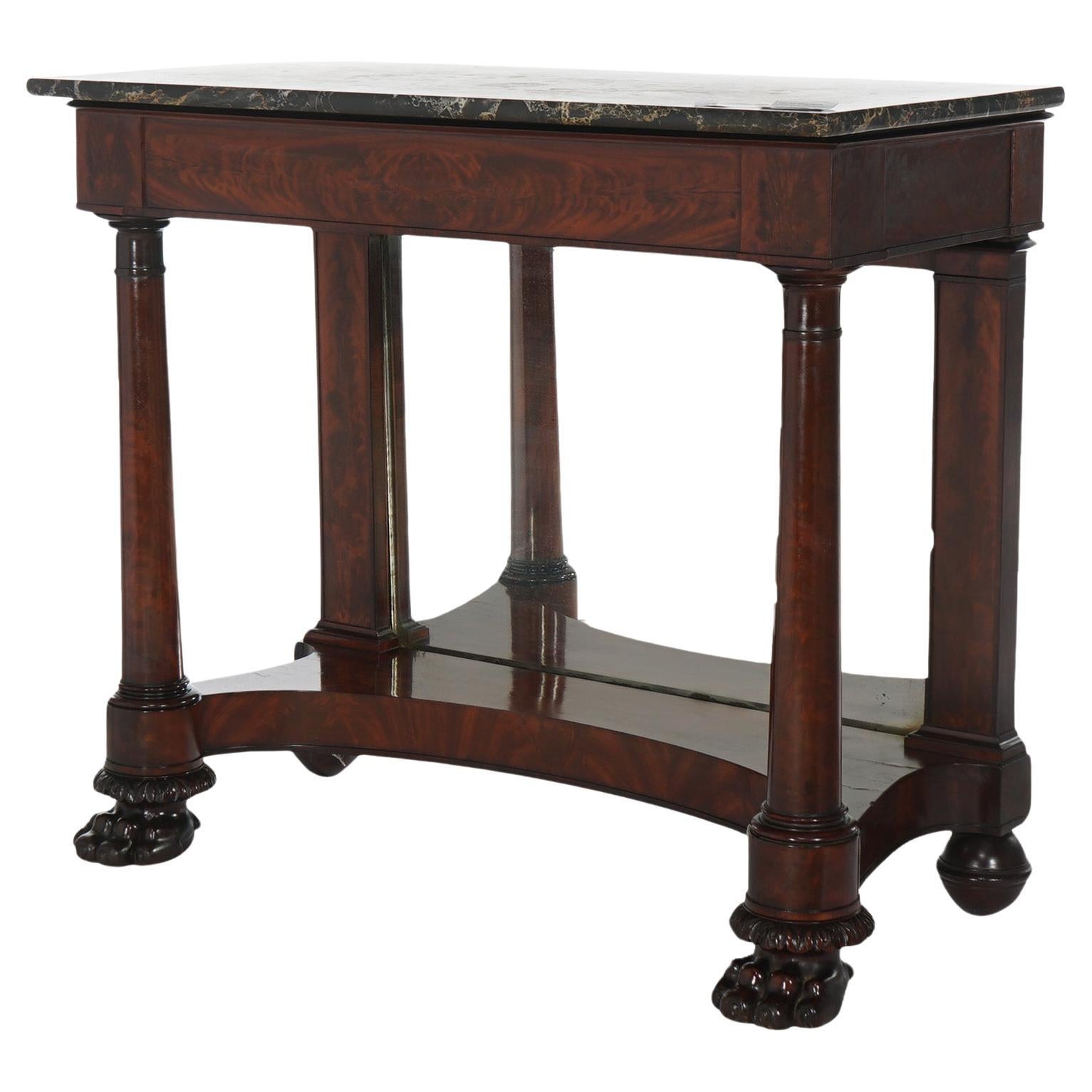 Antique Classical American Empire Flame Mahogany and Marble Mirrored ...
