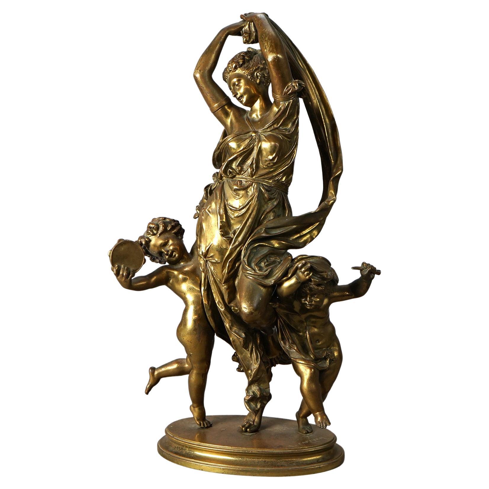 Oversized Classical Antique Blot and Drouard Figural Bronze Mantel ...