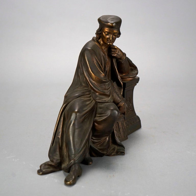 Antique Classical Bronze Sculpture of Seated Scholar Figure Circa 1890 ...