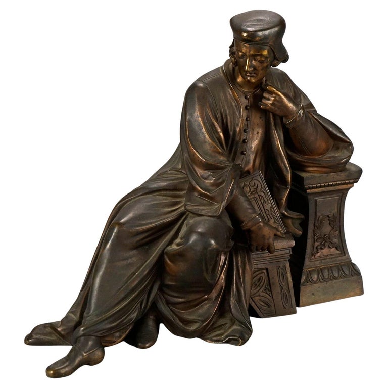 Antique Classical Bronze Sculpture of Seated Scholar Figure Circa 1890 ...