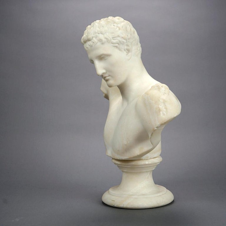 Antique Classical Carved Alabaster Bust Sculpture of Greek Caesar Circa ...
