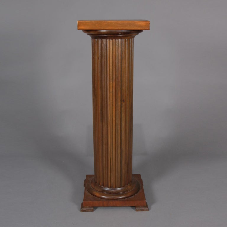 Antique Classical Carved Oak Corinthian Column Sculpture Display Stand ...