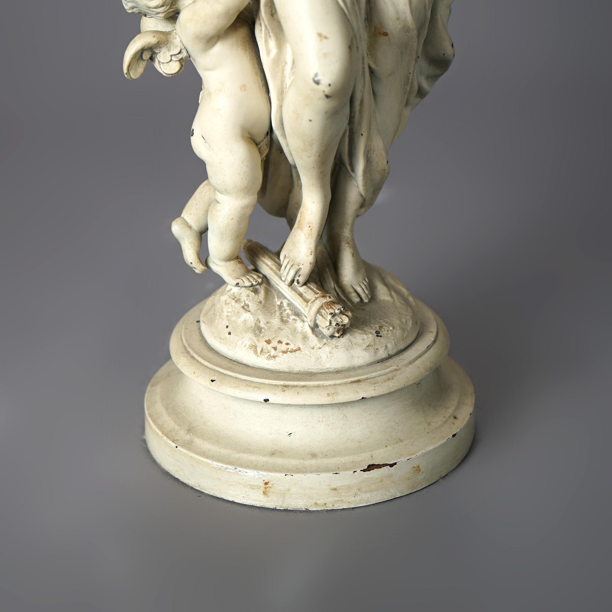Antique Classical Cast Sculpture of a Woman and Cherub, 20th C For Sale ...