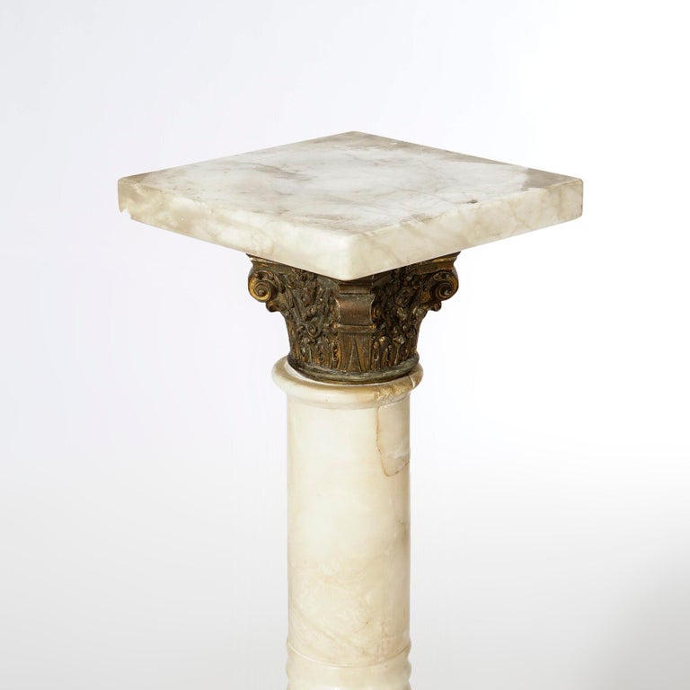 Antique Classical Corinthian Greco-Roman Marble Pedestal and Bronze ...