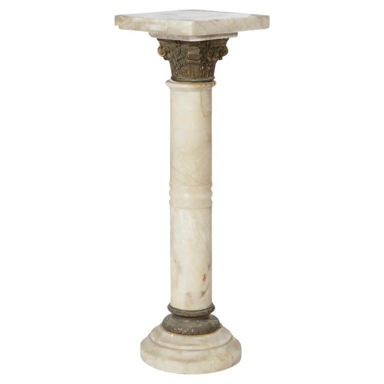 Antique Classical Corinthian Greco-Roman Marble Pedestal and Bronze ...