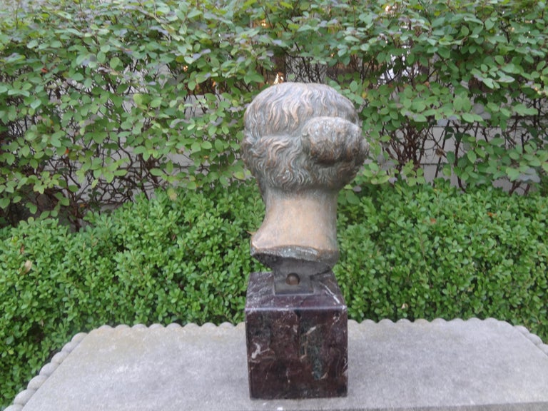 Antique Classical French Bronze Bust on a Marble Base For Sale at 1stDibs