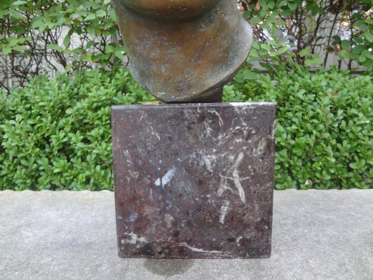 Antique Classical French Bronze Bust on a Marble Base For Sale at 1stDibs