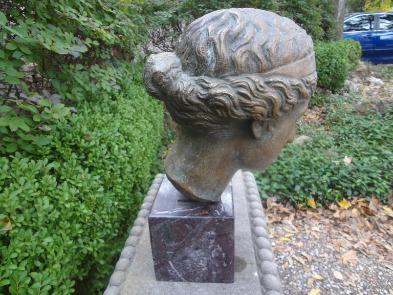 Antique Classical French Bronze Bust on a Marble Base For Sale at 1stDibs