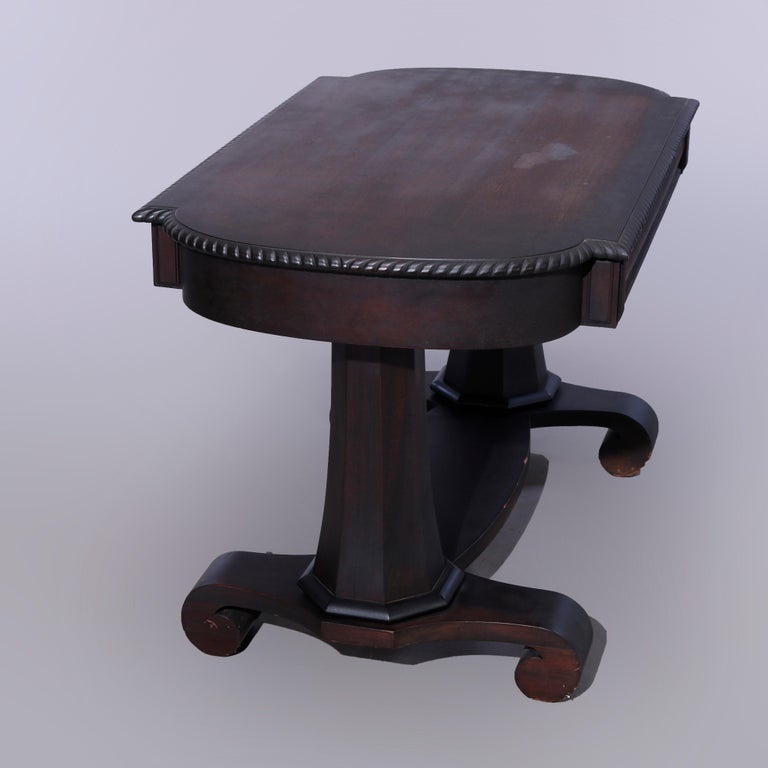 Antique Classical Greco Mahogany Oval Double Pedestal Library Table ...