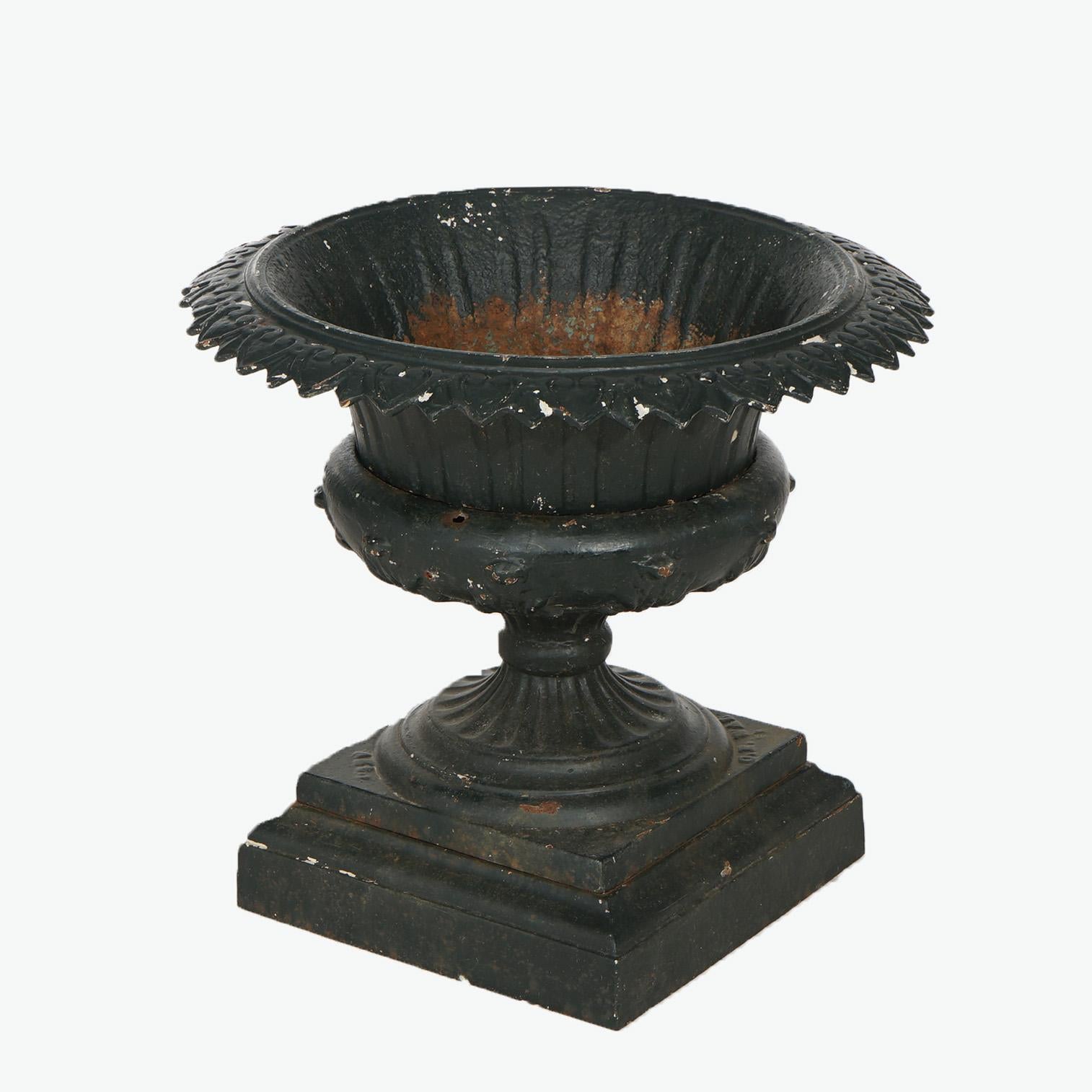 Antique Classical Greek Style Cast Iron Garden Urn and Base, circa 1890 ...