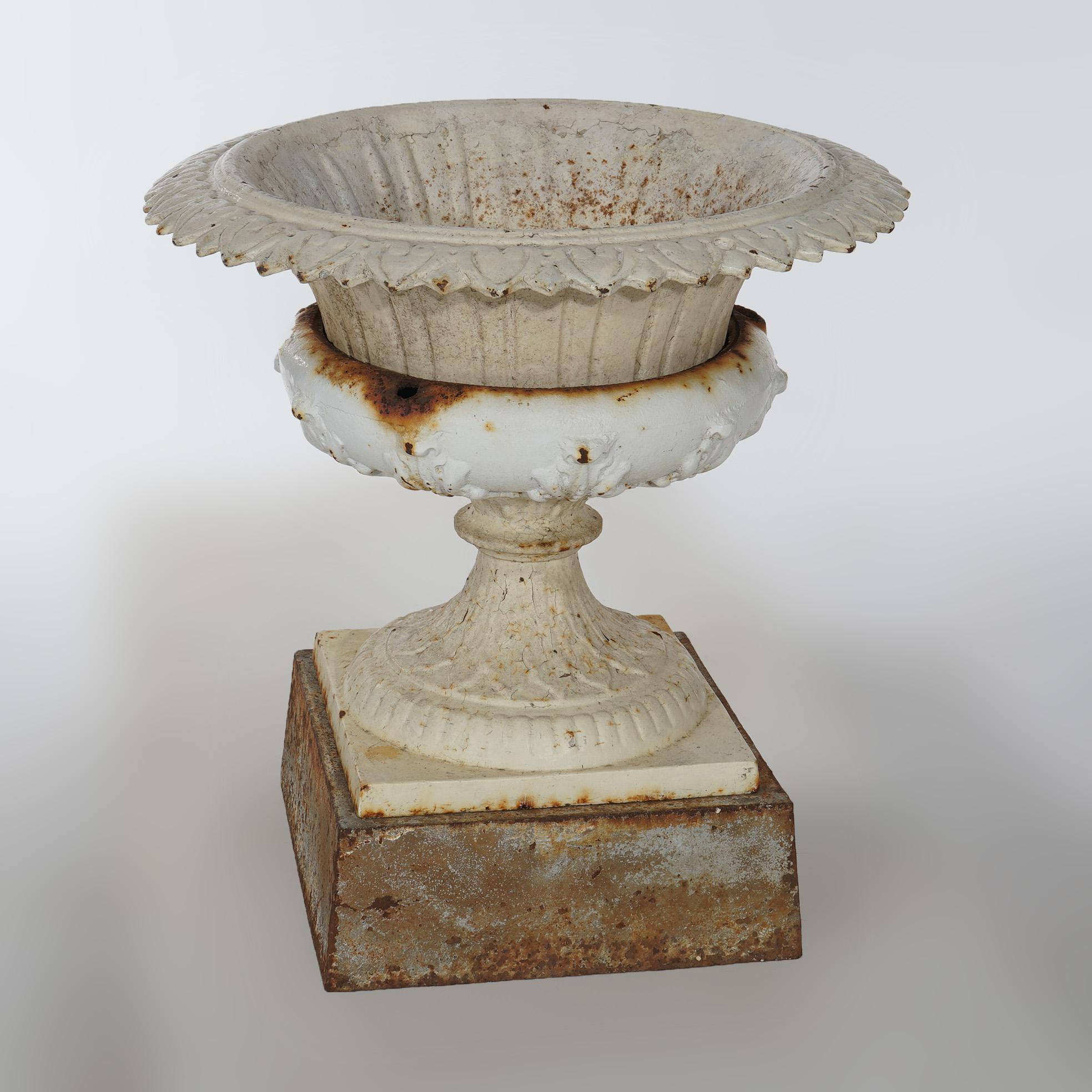Antique Classical Greek Style Cast Iron Garden Urn and Base, circa 1890 ...