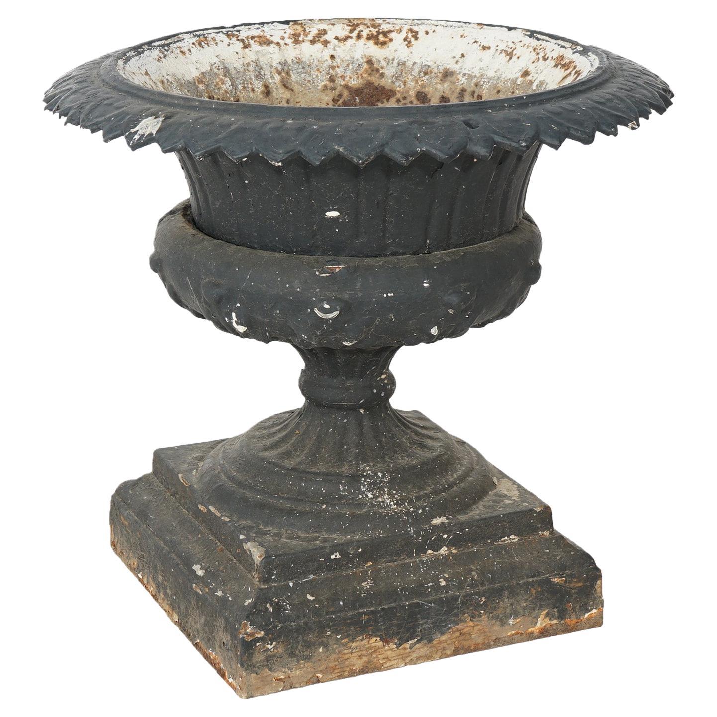 Antique Classical Greek Style Cast Iron Garden Urn and Base, circa 1890 ...