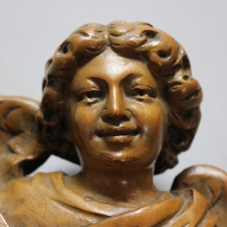 Antique Classical Italian Renaissance Carved Walnut Angel and Lute ...