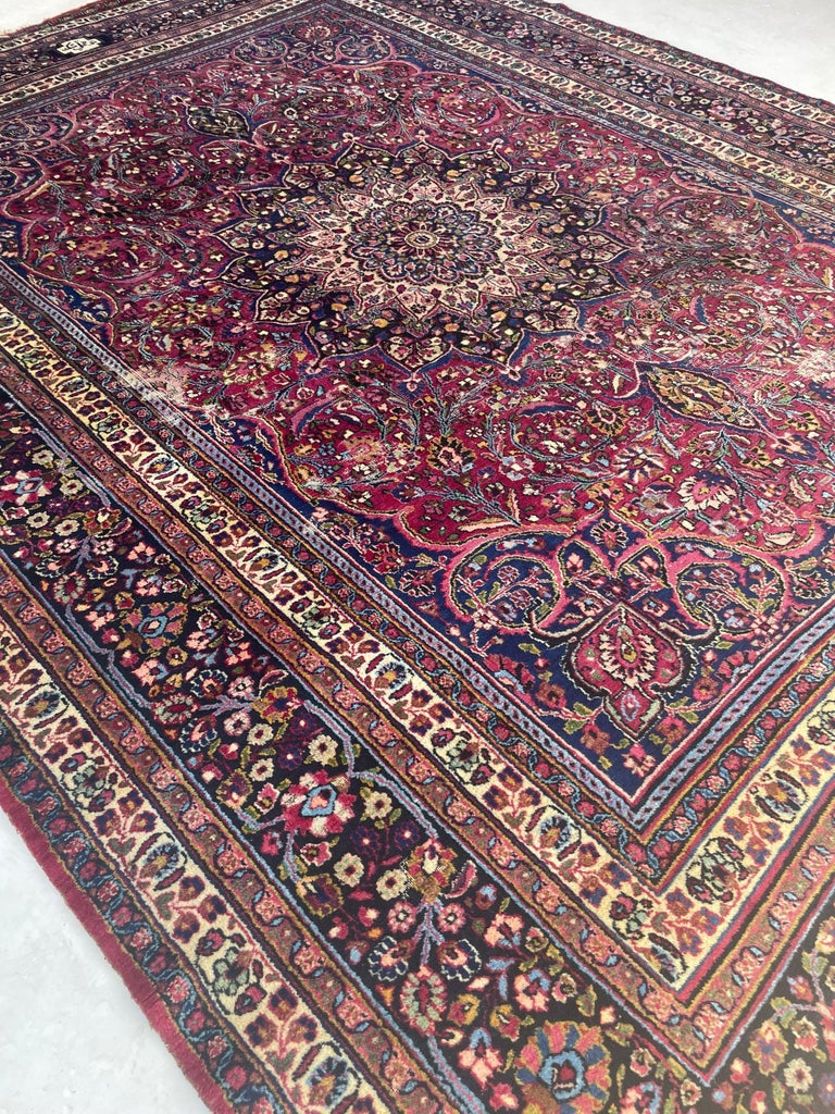 Antique Classical Rug in Jewel Tones with Signature, circa 1940's For ...