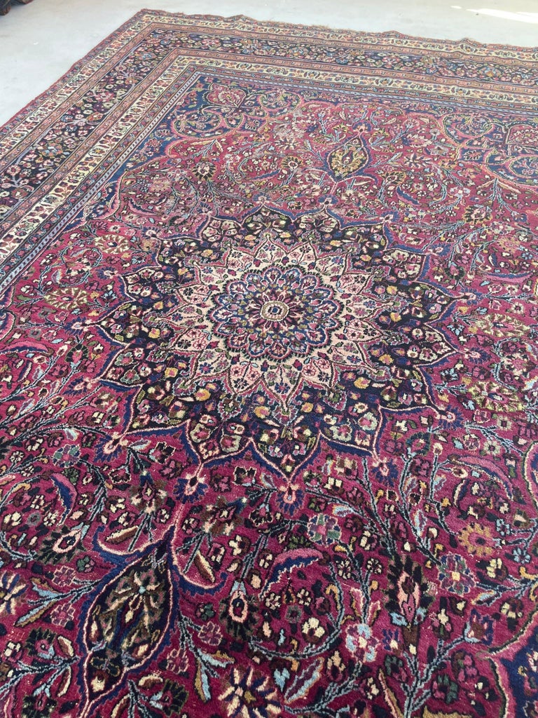 Antique Classical Rug in Jewel Tones with Signature, circa 1940's For ...