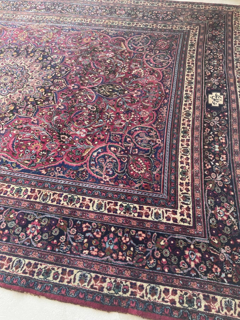 Antique Classical Rug in Jewel Tones with Signature, circa 1940's For ...