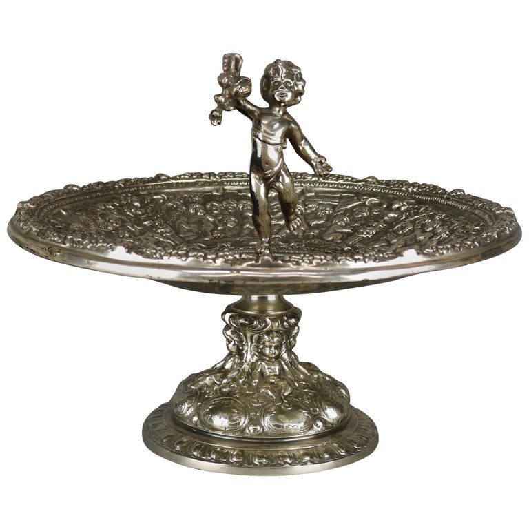 Antique Classical Silver Plated Bronze Figural Cherub Compote, circa ...