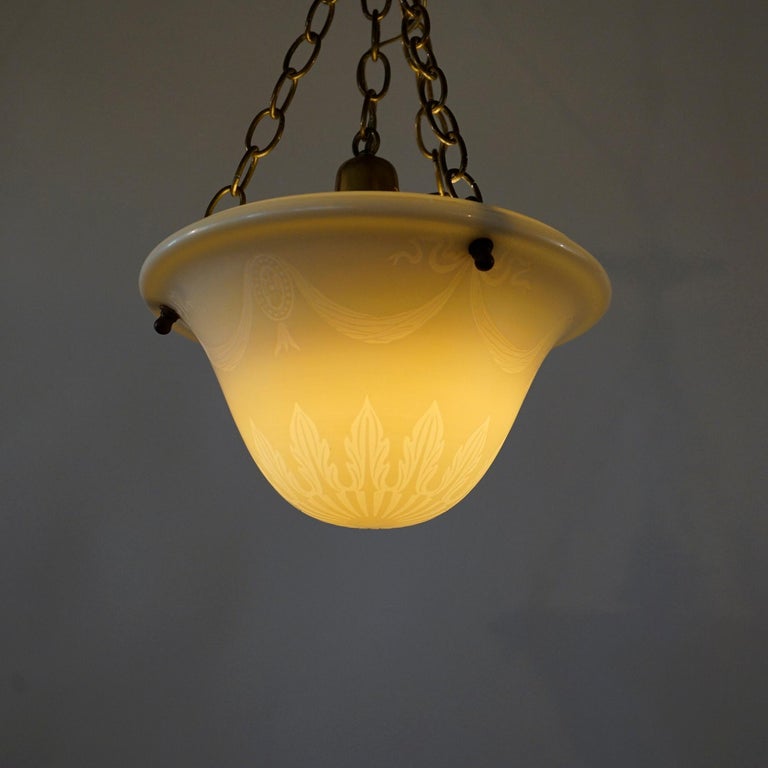 Antique Classical Steuben Calcite Acid Etched Dome Ceiling Fixture ...