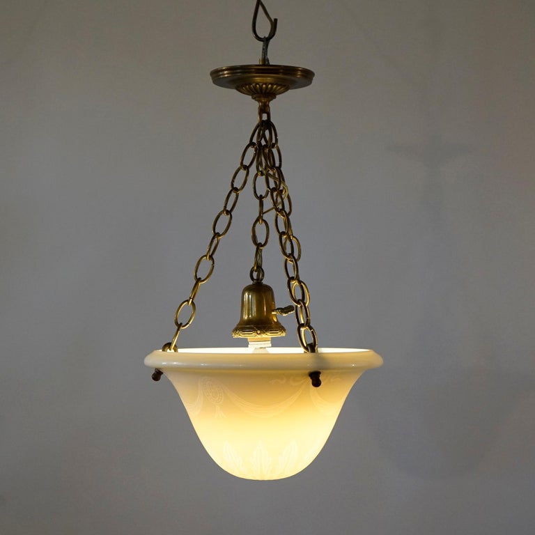 Antique Classical Steuben Calcite Acid Etched Dome Ceiling Fixture ...