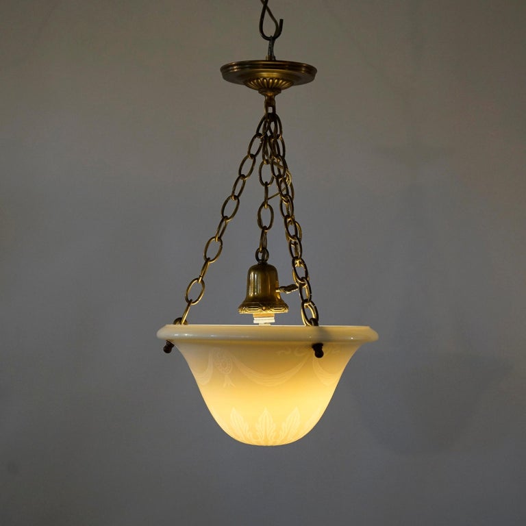 Antique Classical Steuben Calcite Acid Etched Dome Ceiling Fixture ...