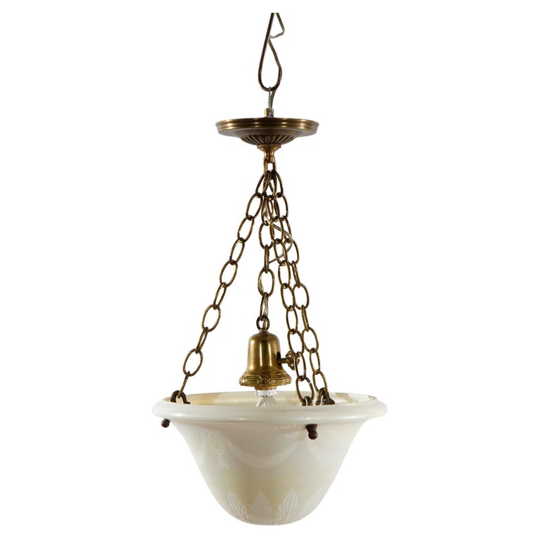 Antique Classical Steuben Calcite Acid Etched Dome Ceiling Fixture ...