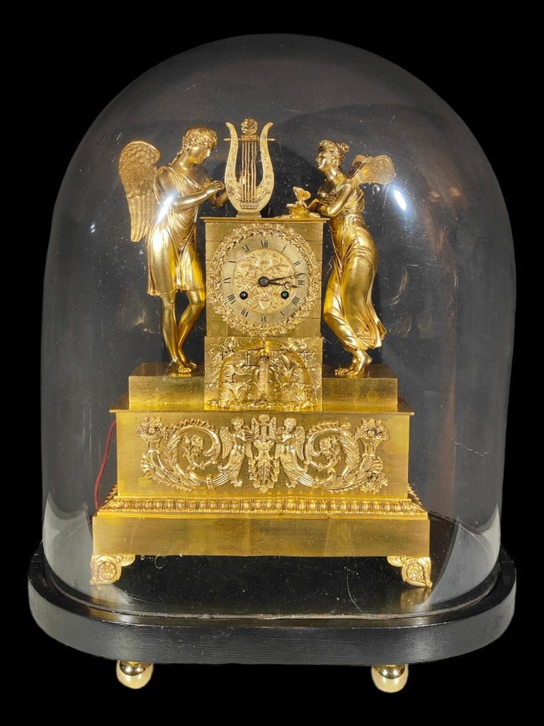 Antique Clock in Gilt Bronze with Automaton For Sale at 1stDibs