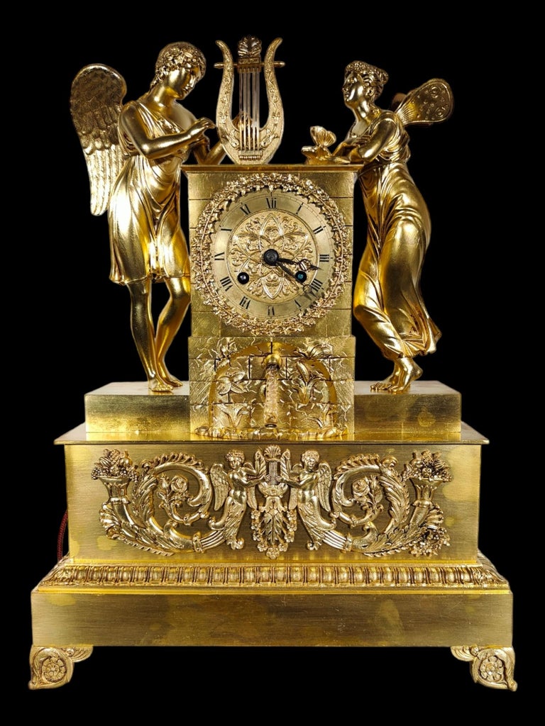 Antique Clock in Gilt Bronze with Automaton For Sale at 1stDibs