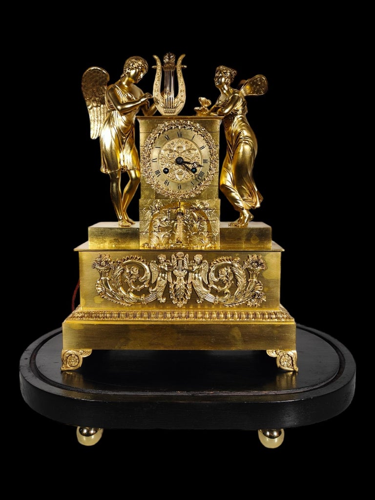 Antique Clock in Gilt Bronze with Automaton For Sale at 1stDibs