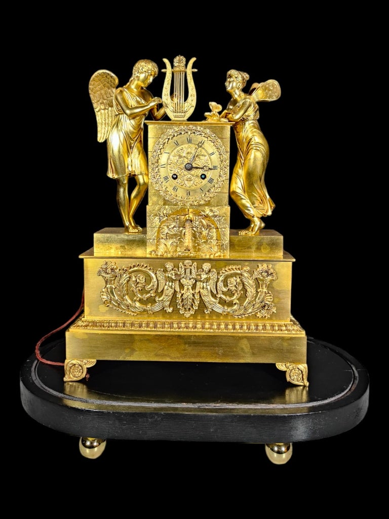 Antique Clock in Gilt Bronze with Automaton For Sale at 1stDibs